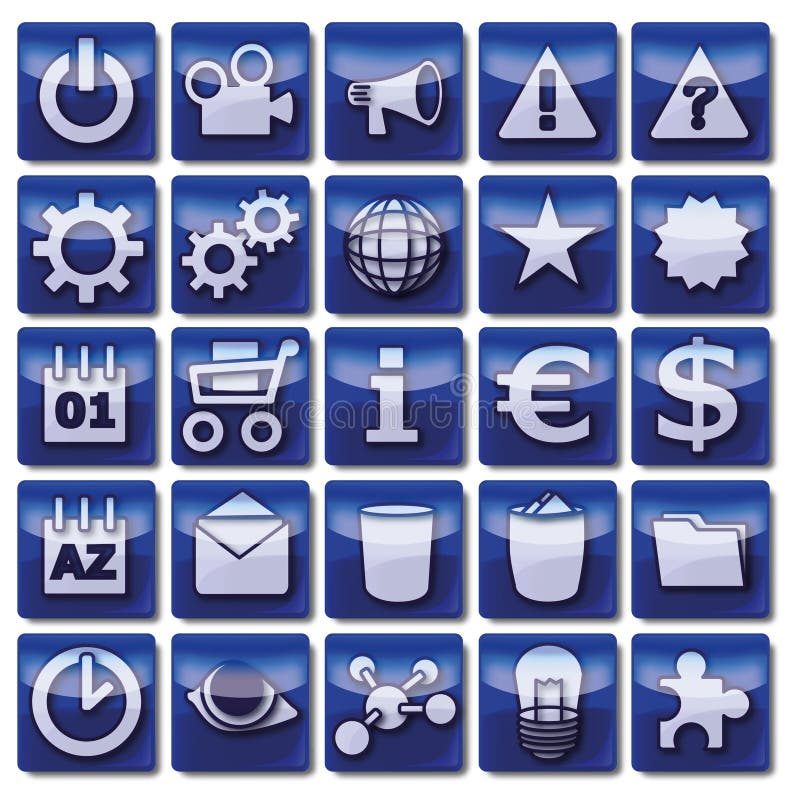 Blue web icons 76 -100 stock vector. Illustration of notes - 64436987