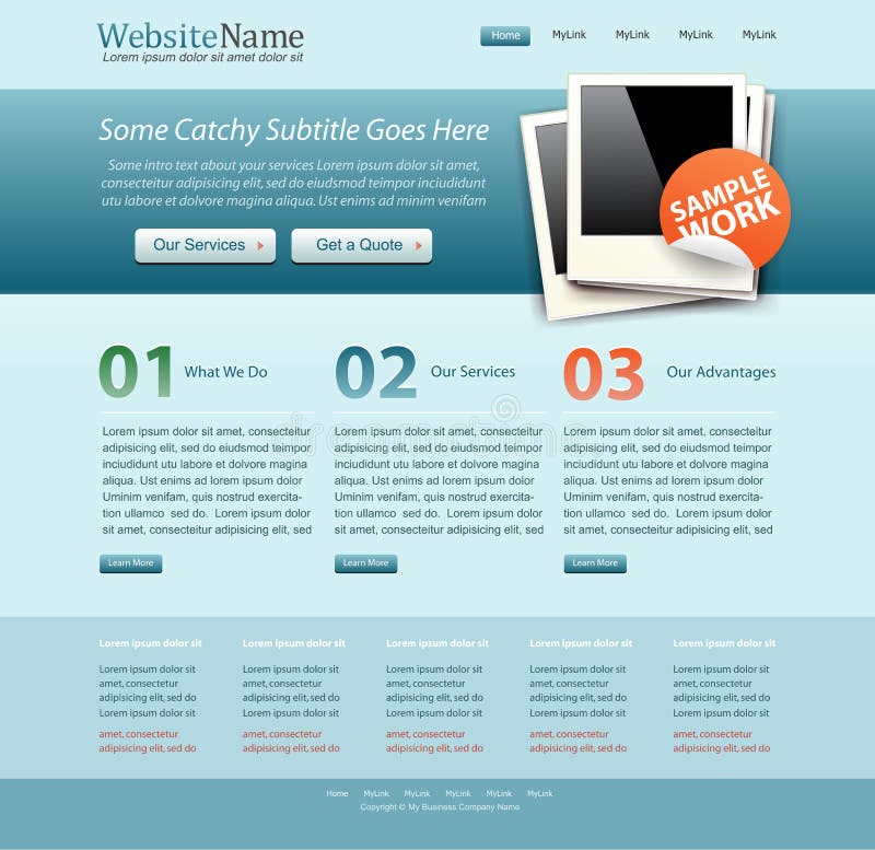 Business Website Design Template Stock Vector - Illustration of button ...