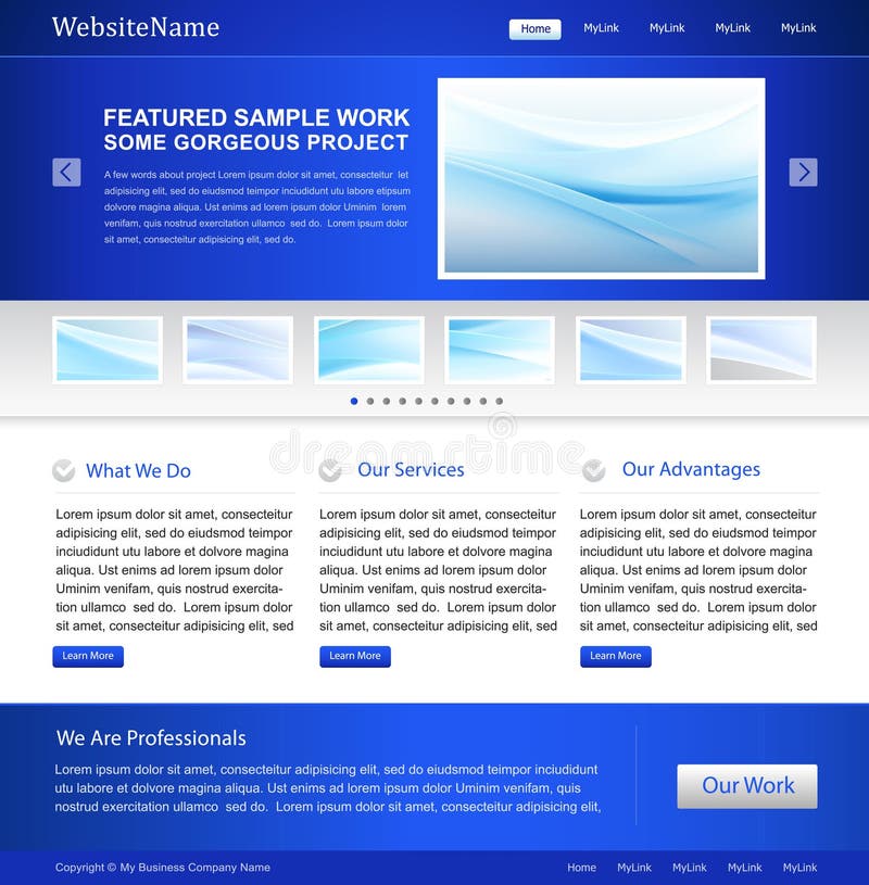 Dark Blue Website Design Template Stock Vector - Illustration of empty ...