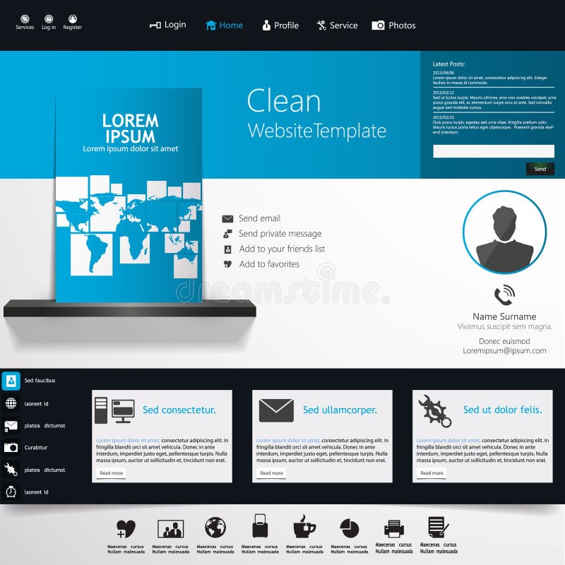 Business Web Site Design Template Stock Vector - Illustration of ...