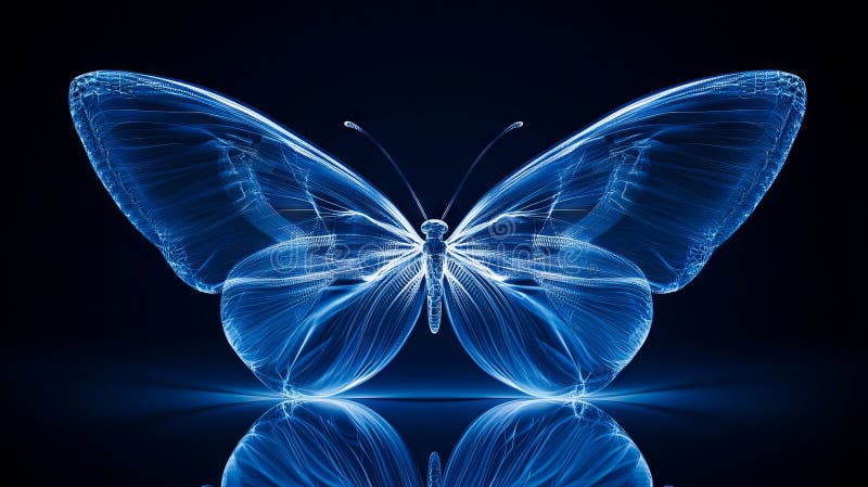 A Blue Butterfly on a Black Background with Reflection Stock Photo - Image of effect, digital ...