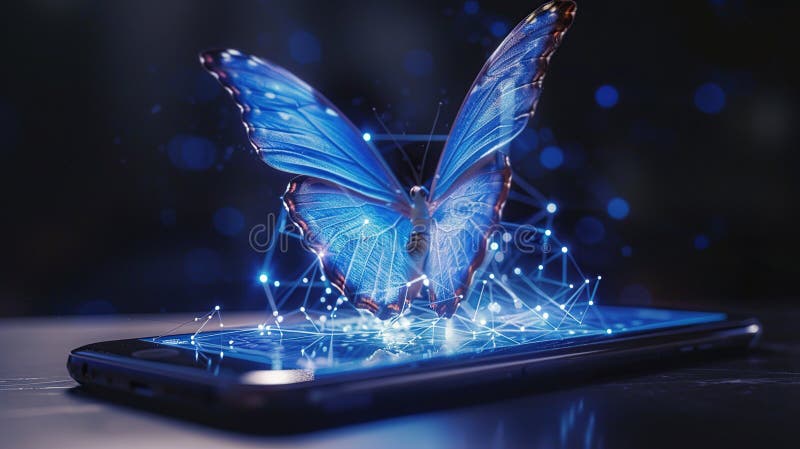 Digital Butterfly on a Smartphone Stock Illustration - Illustration of ...