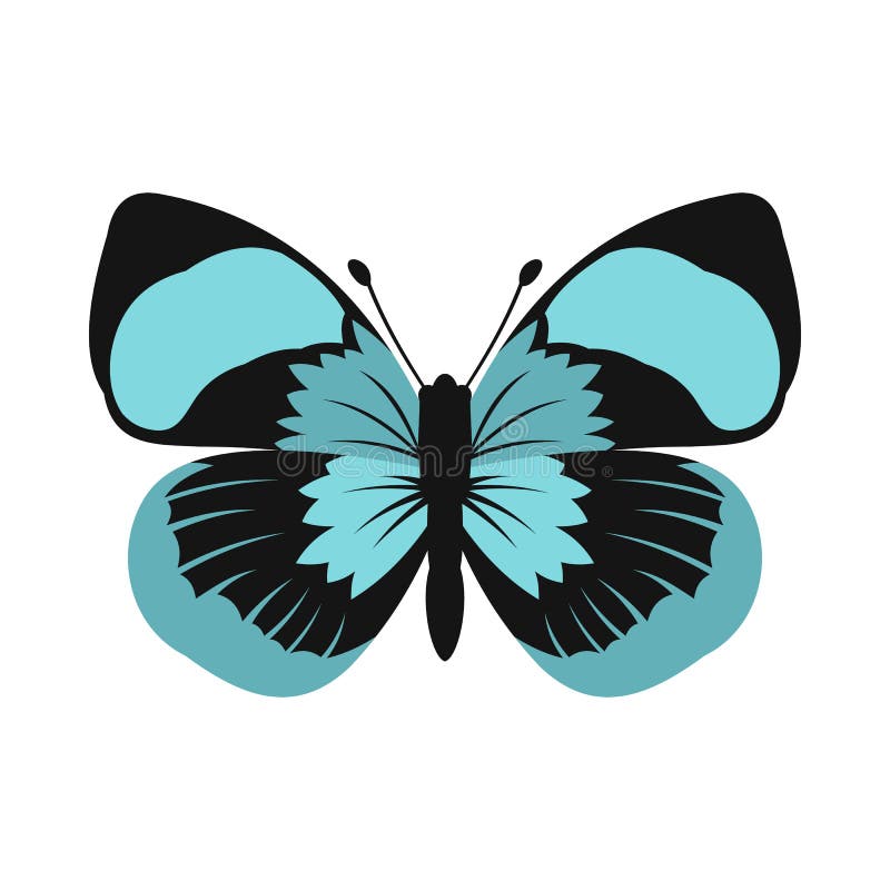 Blue Butterfly Icon in Flat Style Stock Illustration - Illustration of ...