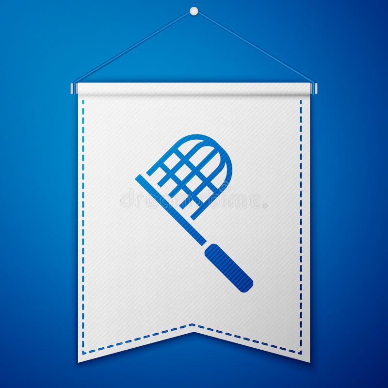Blue Butterfly Net Icon Isolated on Blue Background. White Pennant ...
