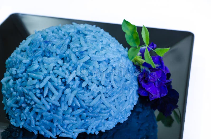 Blue Butterfly Pea Cooked Rice Stock Image - Image of carbohydrate ...