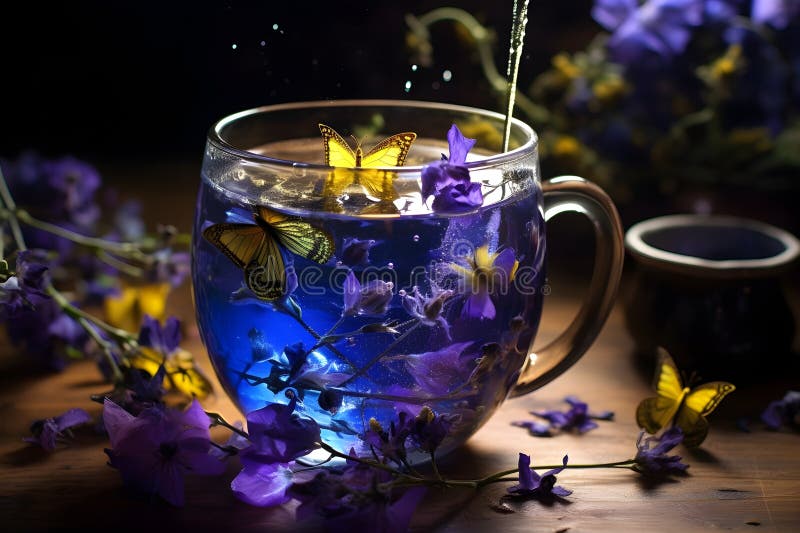 Blue Butterfly Pea Flower Tea Changing Colors with a Splash of Lemon ...