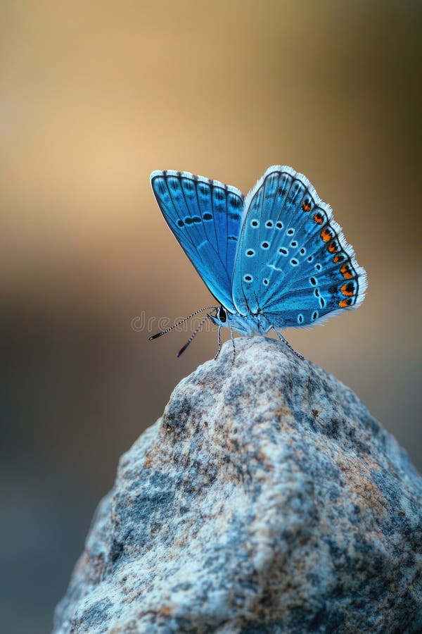Blue Butterfly on Rock stock image. Image of beauty - 380176177