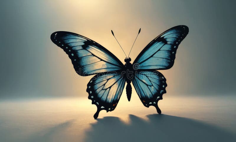 Blue Butterfly with Shadow on the Ground Stock Illustration ...