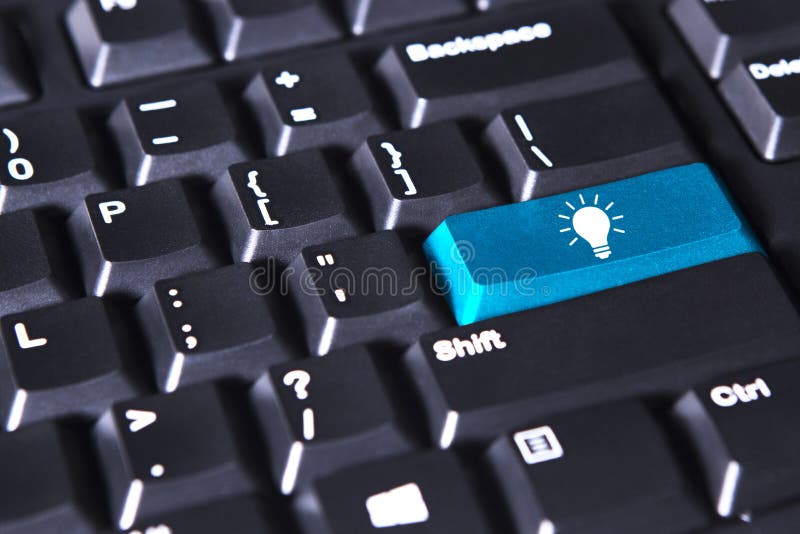 Blue Button with a Bright Bulb Symbol Stock Image - Image of light ...