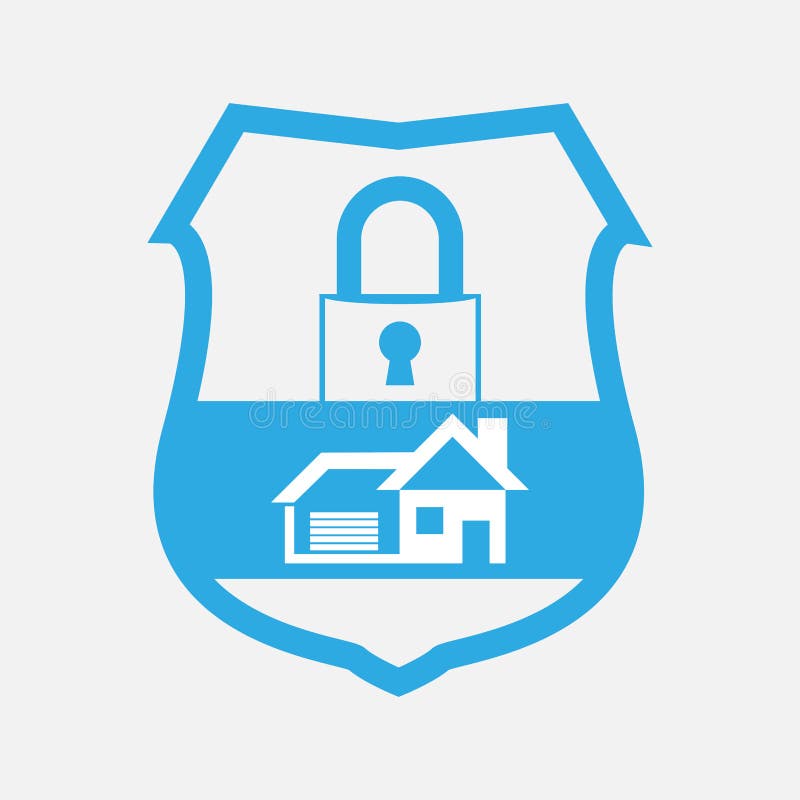 Blue Button Home Security Lock Stock Illustration - Illustration of ...