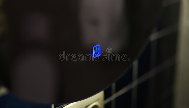 Blue Button Icon for Turning on Boiler in Bathroom Stock Image - Image ...