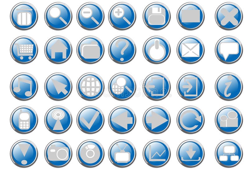 Blue button icons stock illustration. Illustration of gradient - 12866354