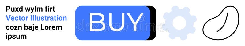 Digital Purchase Button with Gear Icon and Hand-drawn Element in Simple ...