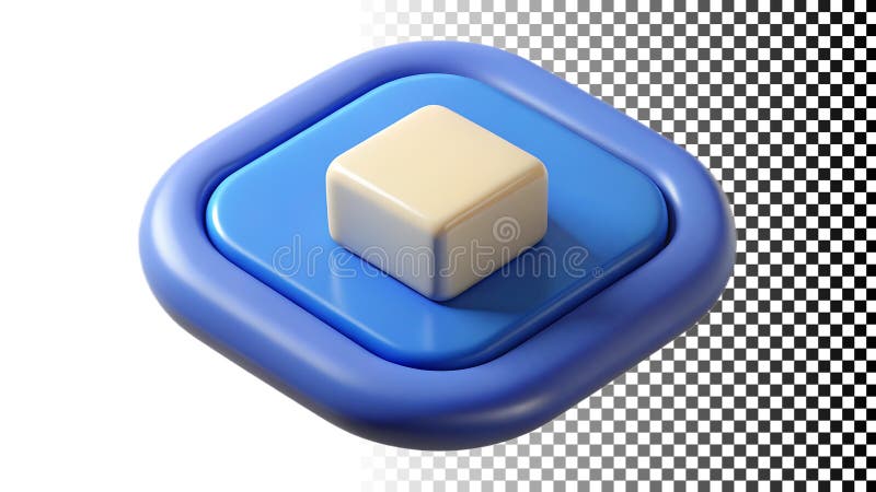 Blue Button Square Icon App Element UI Interface Click Simple Png Transparent Image Generative ...