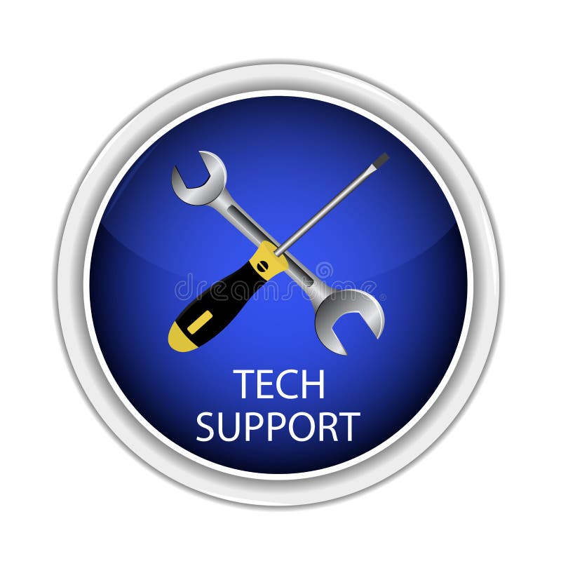 Blue Button Technical Support. Wrench and Screwdriver Stock Vector ...