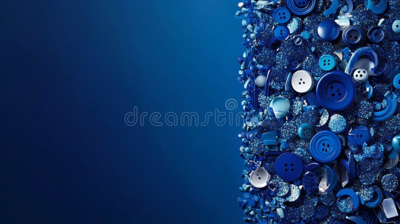 Blue Buttons of Different Types and a Pile of Fabric Accompanied by ...