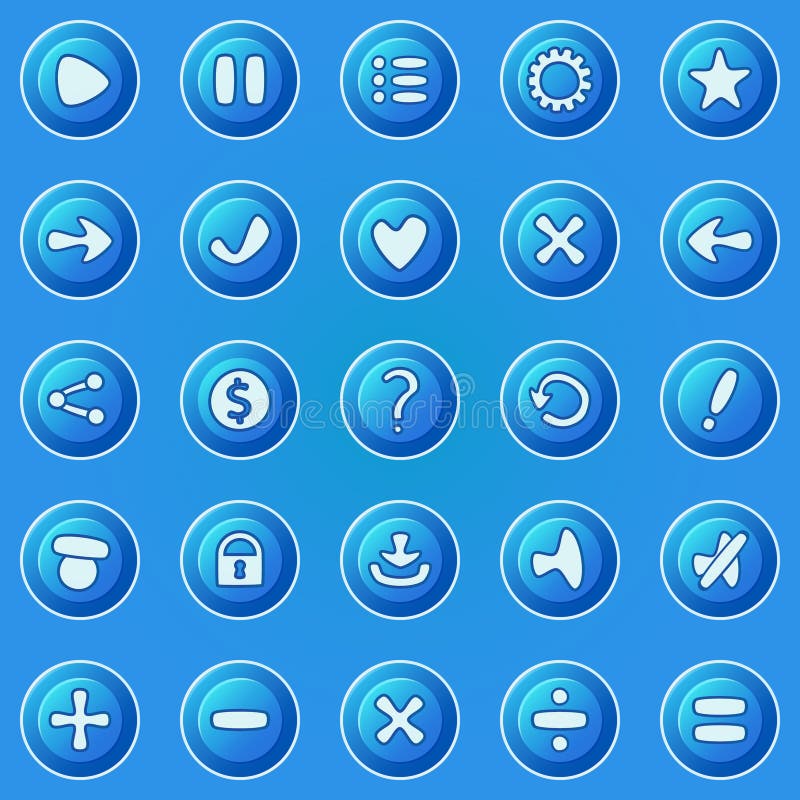 Game UI icons gui stock vector. Illustration of blue - 57881551