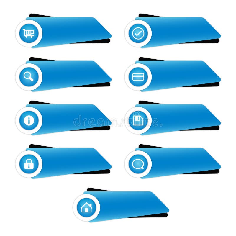 Blue Buttons and Icon Set for Decorating. Stock Vector - Illustration ...