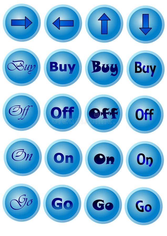 Blue Buttons with Signs stock illustration. Illustration of blue - 43516393