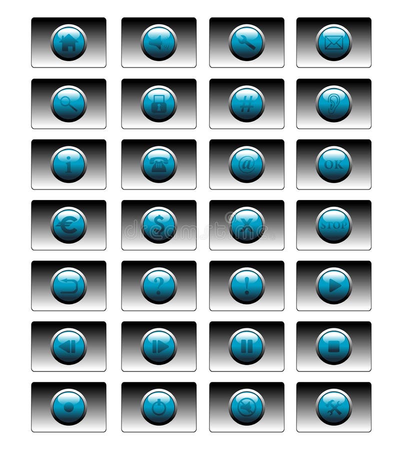 Blue buttons for websites stock vector. Illustration of elements - 6708474