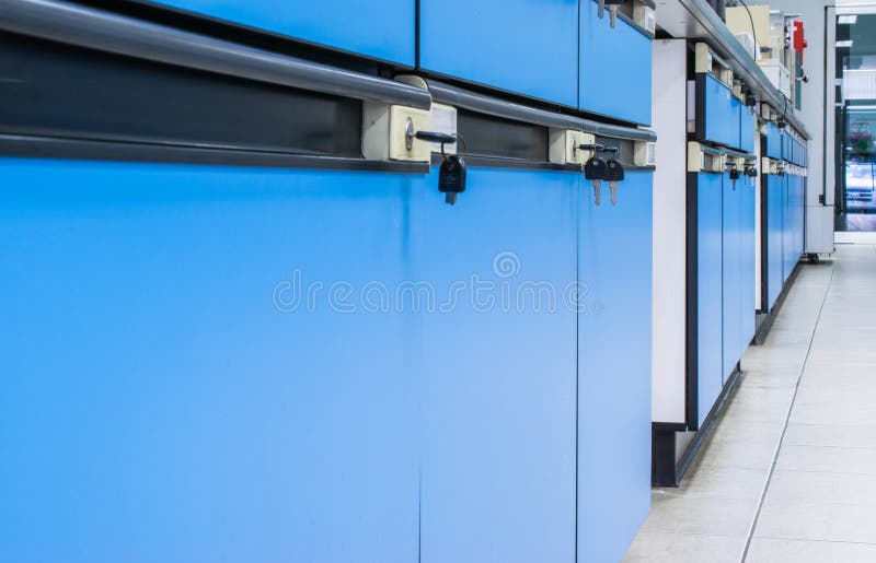 Blue Cabinet in Laboratory,office Stock Image - Image of empty, chest ...