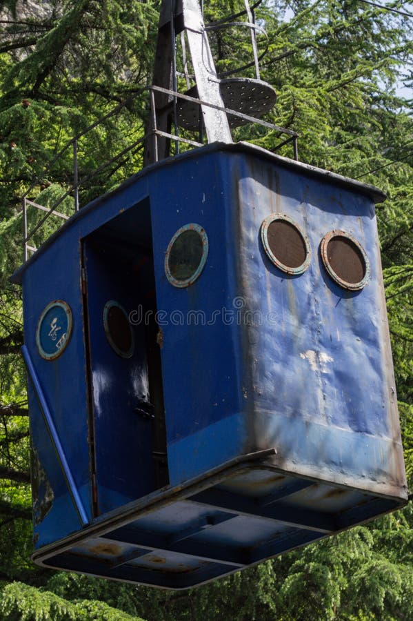 Blue Cable Car in Mining Town Chiatura, Georgia Stock Photo - Image of ...
