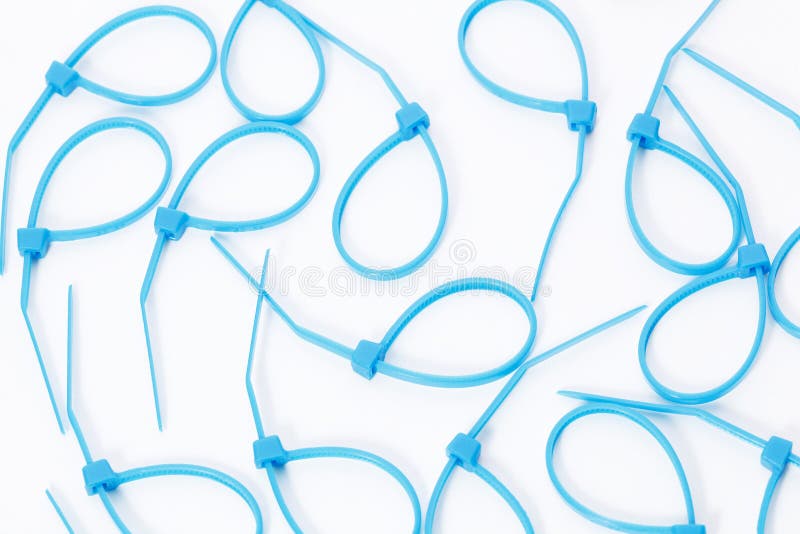 Blue cable clamps. stock photo. Image of clamp, cutter - 132948898