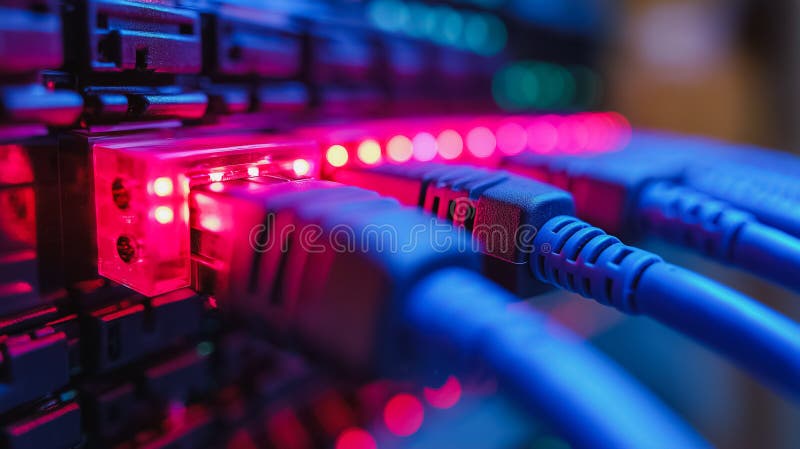 A Blue Cable with Red Lights on it Stock Illustration - Illustration of ...