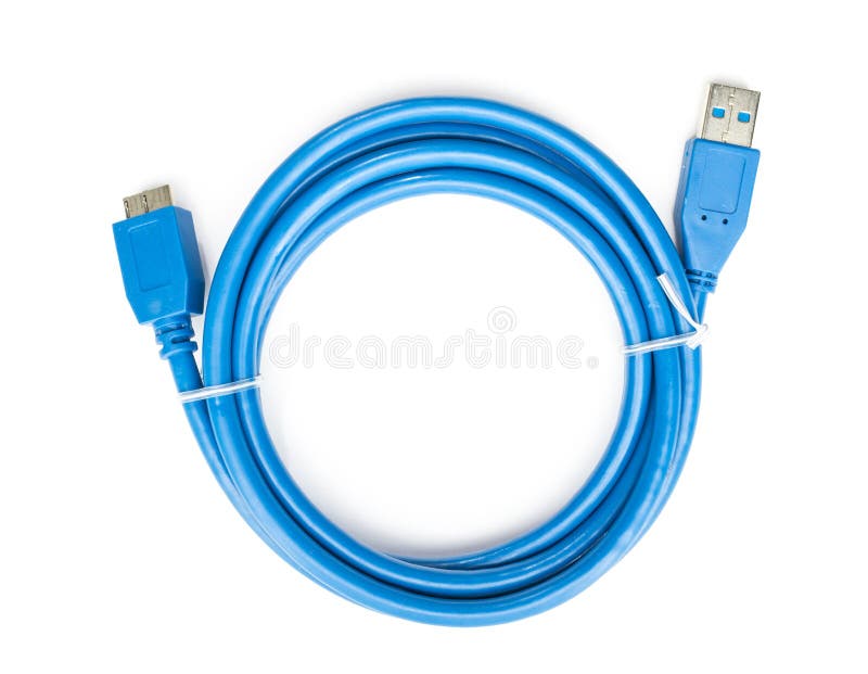 Blue Cable Usb To Microusb 3 Stock Photo - Image of line, connection ...