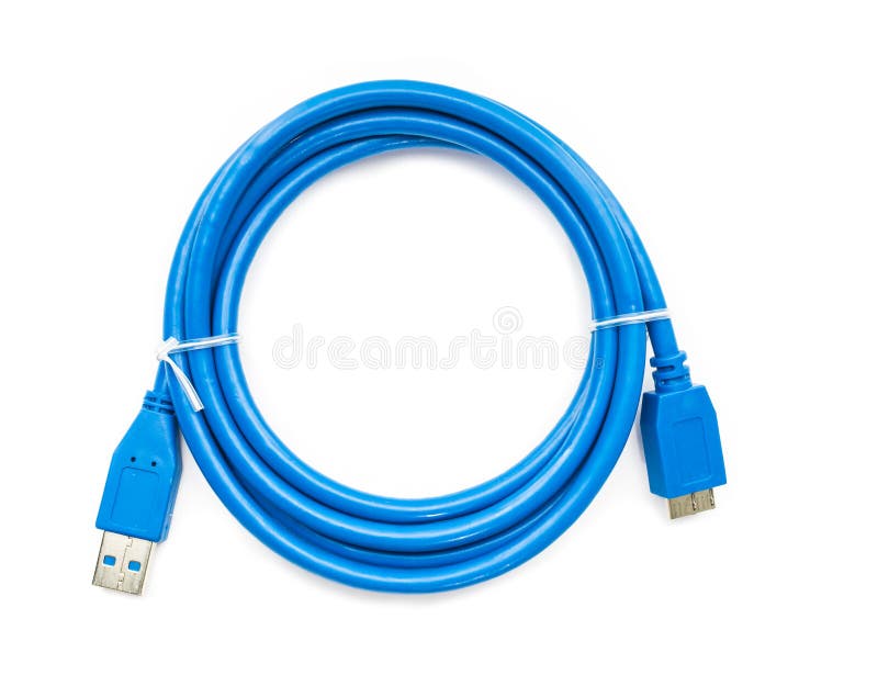 Blue Cable Usb To Microusb 3 Stock Photo - Image of line, connection ...
