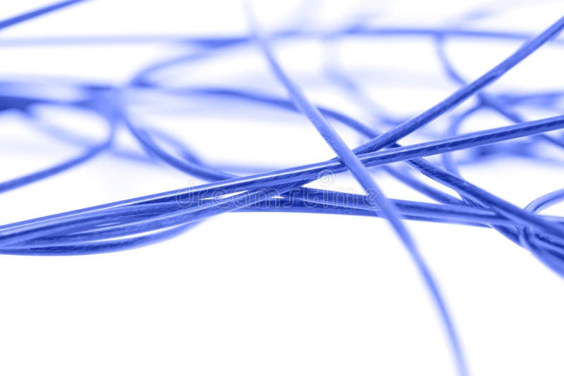 Blue Cable on a White Background Stock Photo - Image of global ...