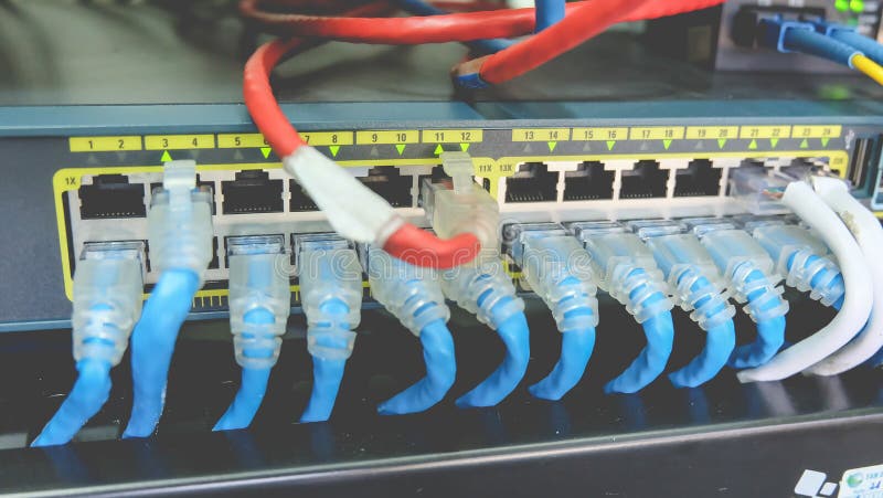 Blue Cablings Switch stock image. Image of connect, local - 96597795