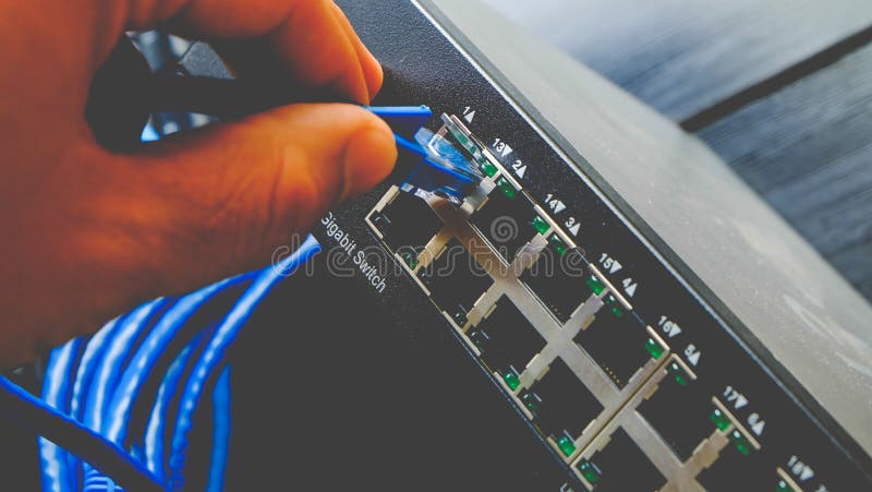 Blue Cablings Switch stock photo. Image of digital, connection - 96597952