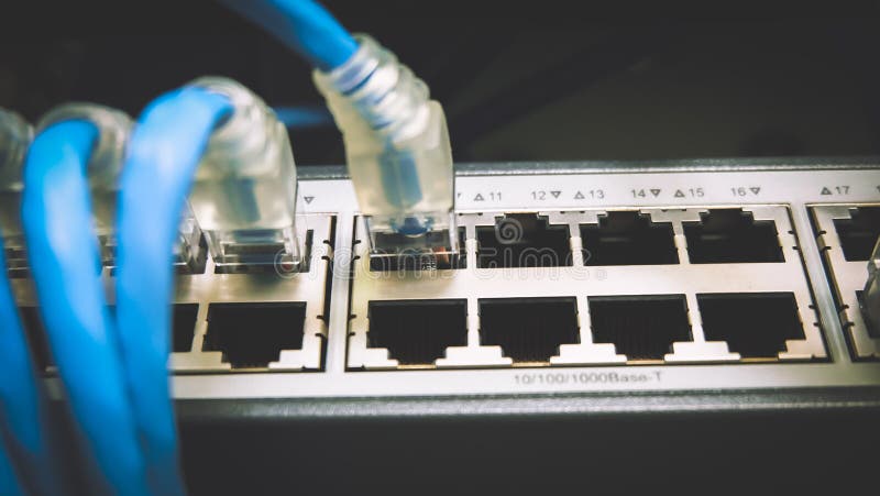 Blue Cablings Switch stock image. Image of network, programmer - 96598419