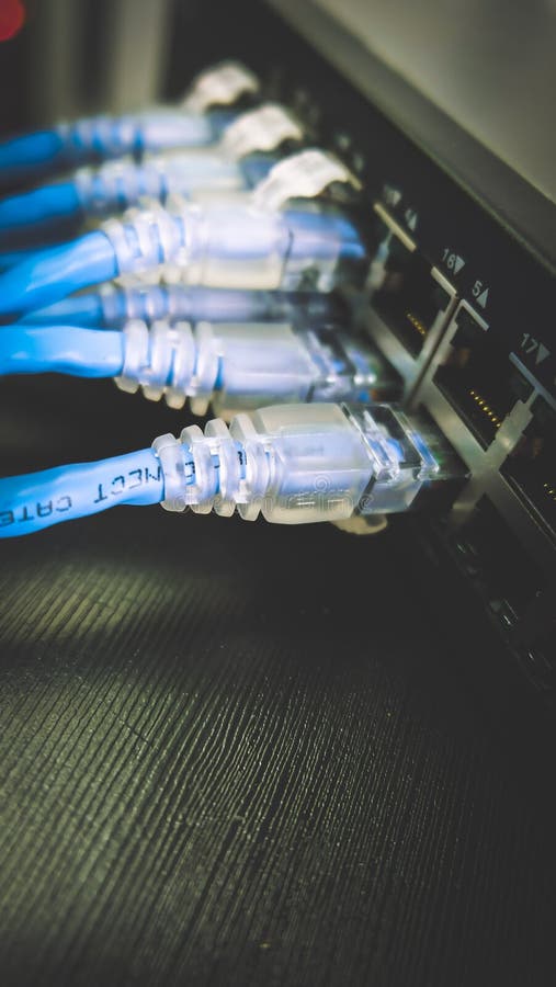Blue Cablings Switch stock image. Image of data, cord - 96598483