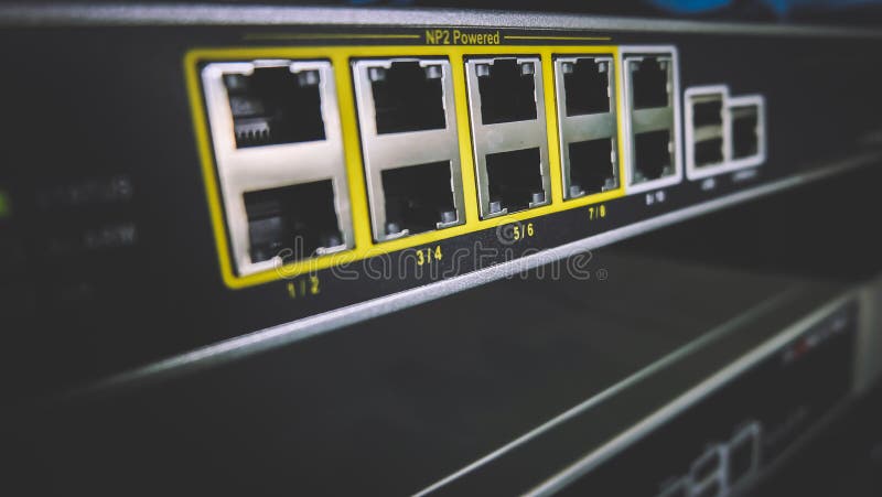 Blue Cablings Switch stock photo. Image of closeup, internet - 96598608