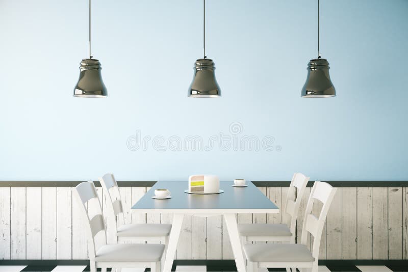 Blue cafe interior stock illustration. Illustration of decoration ...