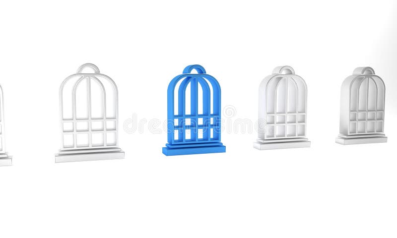 Blue Cage for Birds Icon Isolated on White Background. Minimalism ...