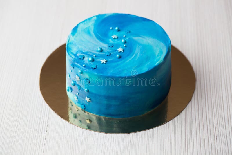 Blue Cake with Stars. Cake Space. Stock Photo - Image of baked, food ...