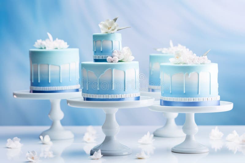 Blue Cakes on a Blue Background. Stock Image - Image of sweet, blue ...