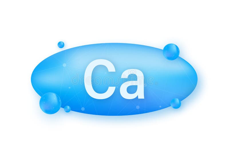 Blue Calcium on White Background. Calcium Mineral. Ca Pill Capsule ...