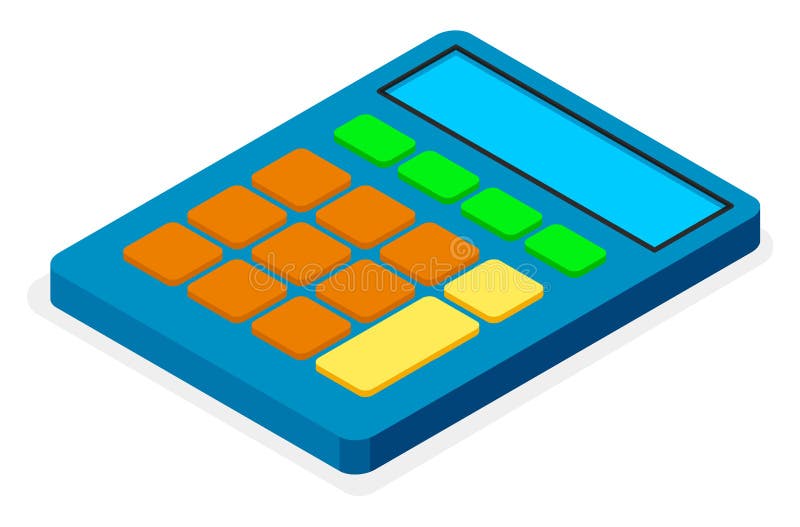 Blue Calculator Flat Design Icon, Electronic Device for Math ...