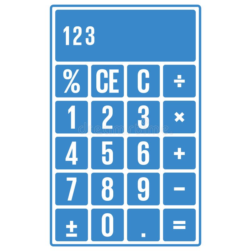 Blue Calculator with Large Buttons and White Numbers Stock Vector ...