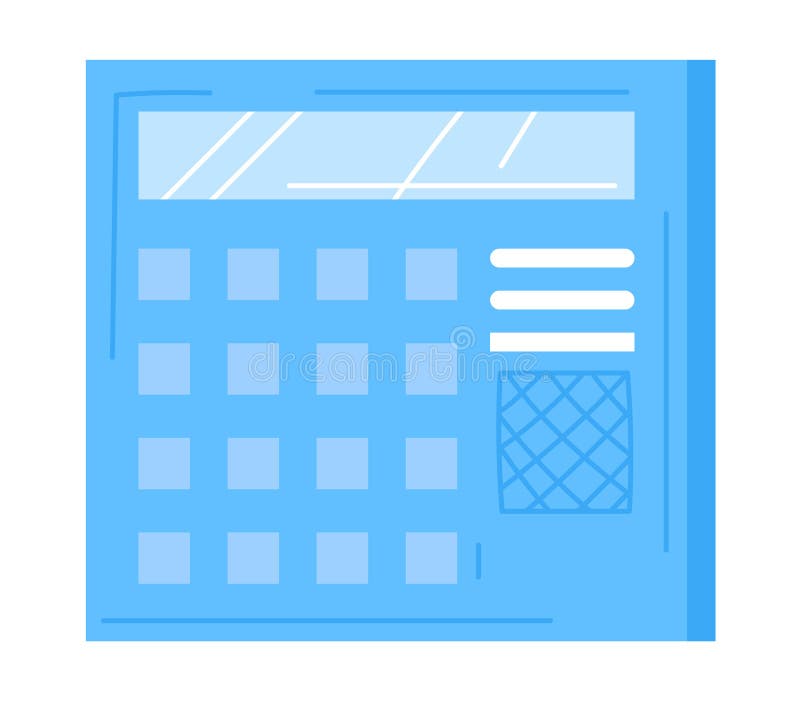 Blue Calculator Vector Illustration, Simple Flat Design with Buttons ...