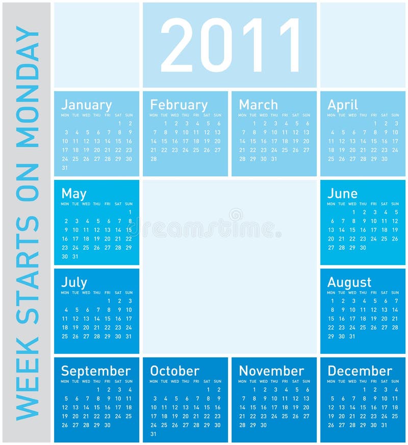 Blue Calendar 2011 stock vector. Illustration of days - 14859588