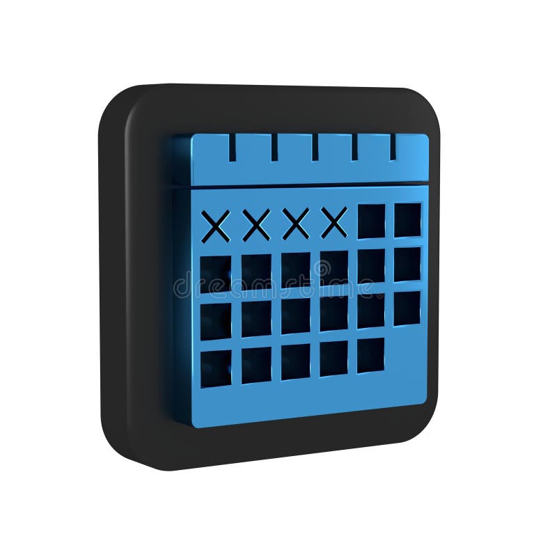 Blue Calendar Icon Isolated on Transparent Background. Black Square ...