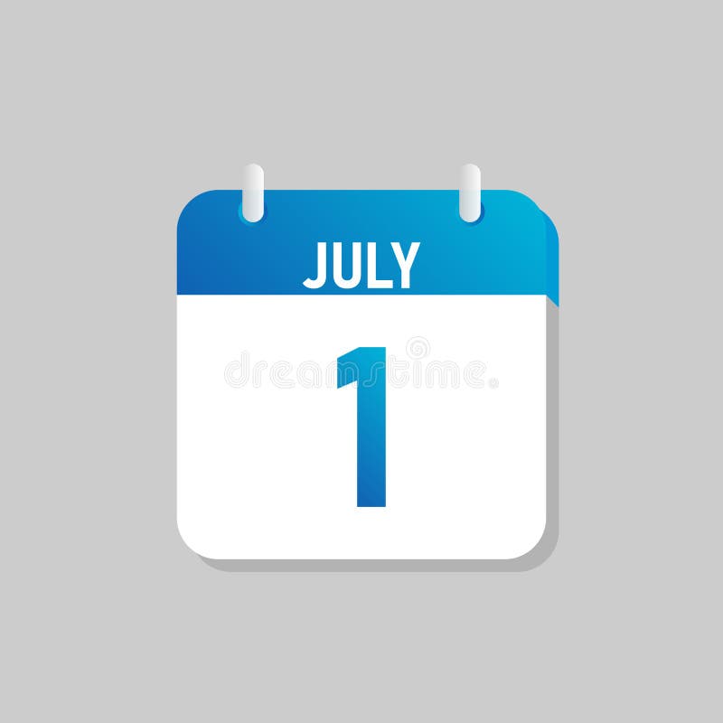 Blue daily Calendar Icon July in a Flat Design. Stock Vector ...