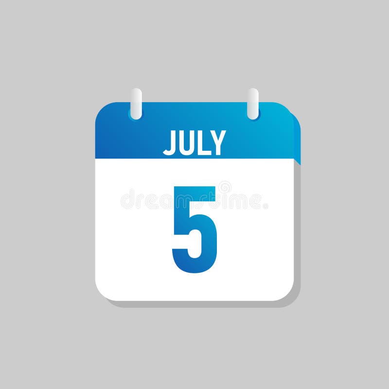 Blue daily Calendar Icon July in a Flat Design. Stock Vector ...
