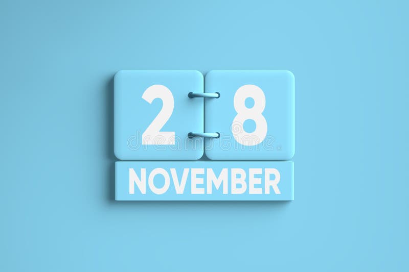 Blue Calendar with November 28 Thanksgiving Holiday of the Year 2024 on ...