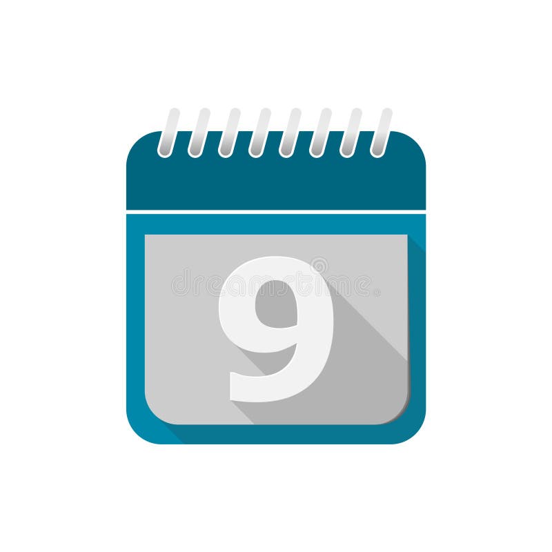 Blue Calendar Vector Icon - Number 9 Stock Vector - Illustration of ...